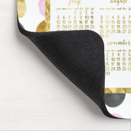 Yearly Calendar 2020 Mouse Pads Pink And Gold Dots | Zazzle