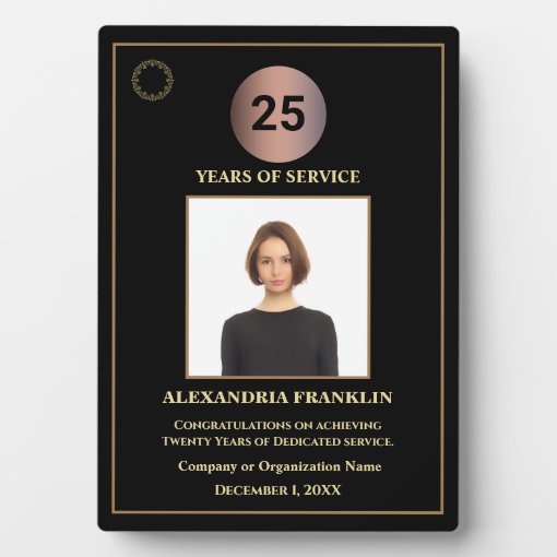 Years of Service Month Employee Photo Custom Award Plaque | Zazzle
