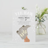 Yee Haw Modern Grey Western Cowboy Birthday Invitation | Zazzle
