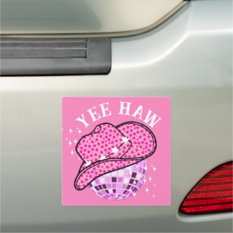 Yee Haw Pink Purple Cowgirl Disco Rodeo Car Magnet | Zazzle