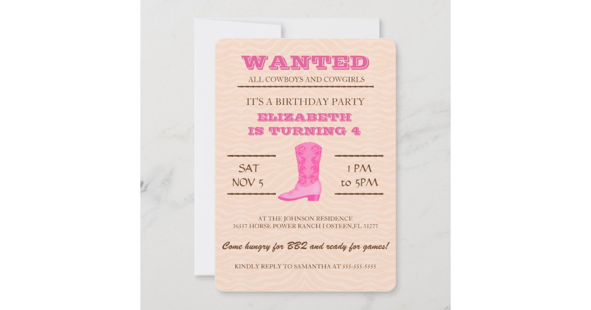 YEEHAW! Pink Cowgirl Birthday Party Invitation | Zazzle