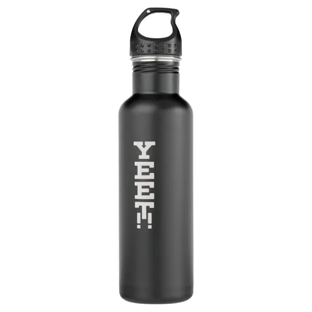 Yeet Logo Minimalist Dark Stainless Steel Water Bottle | Zazzle