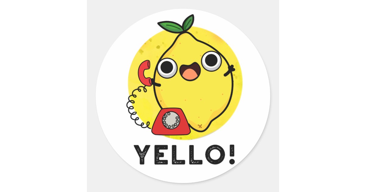Yello Funny Yellow Lemon Pun Classic Round Sticker | Zazzle