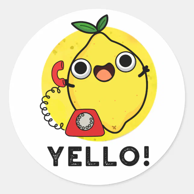 Yello Funny Yellow Lemon Pun Classic Round Sticker | Zazzle