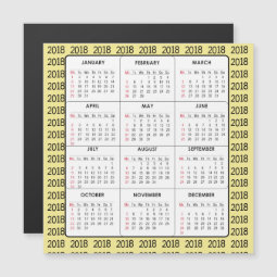 Yellow 2018 Calendar Square Magnetic Card | Zazzle