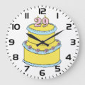 Yellow 29th Birthday Cake with Pink Roses Large Clock | Zazzle