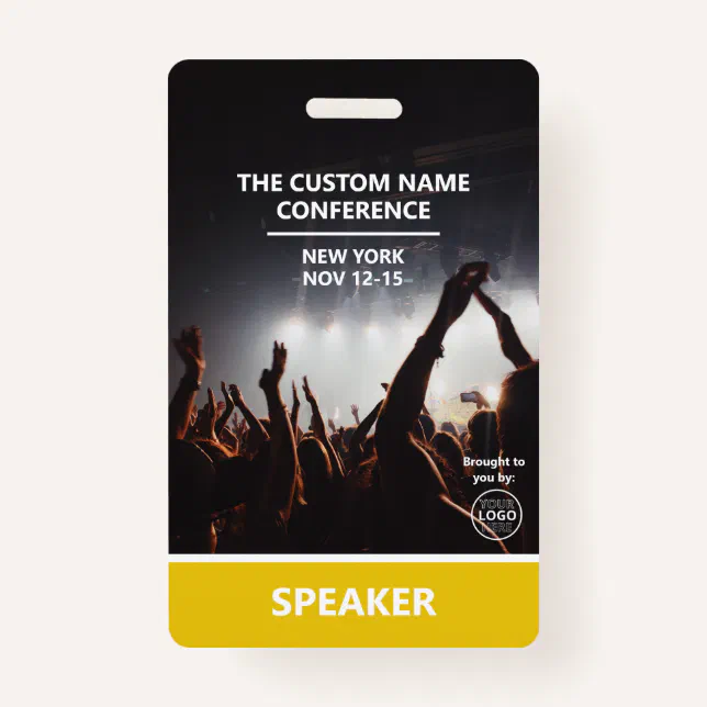 Yellow Access Pass QR Code Speaker Conference Badge | Zazzle