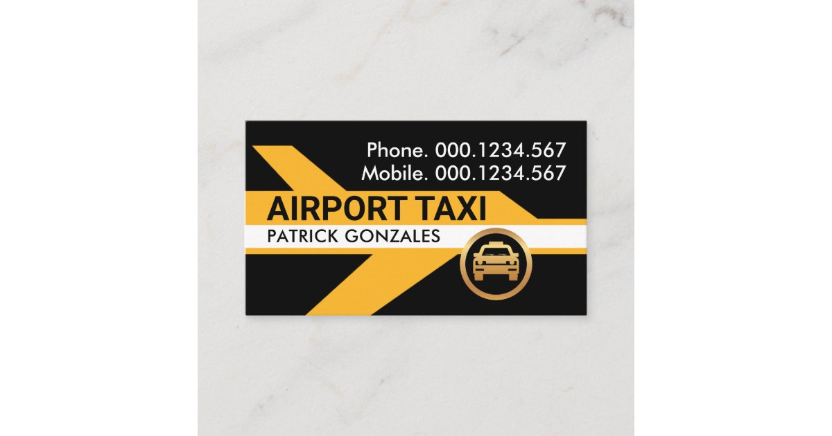 Yellow Airplane Airport Taxi Driving Business Card | Zazzle