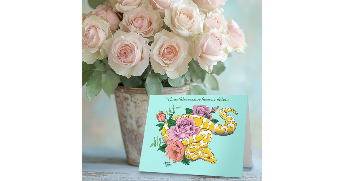 Yellow Albino Ball Python Card | Zazzle