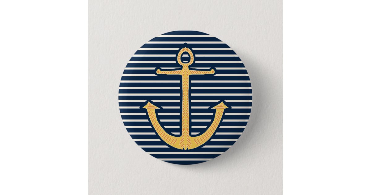 Yellow Anchor Pinback Button | Zazzle