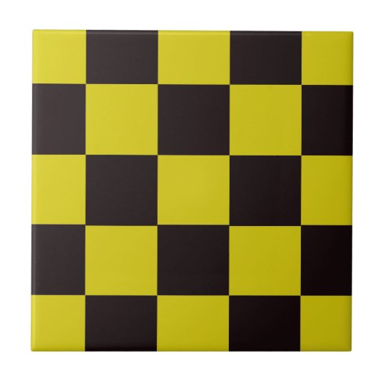 Yellow and Black Checkerboard Ceramic Tile | Zazzle.com