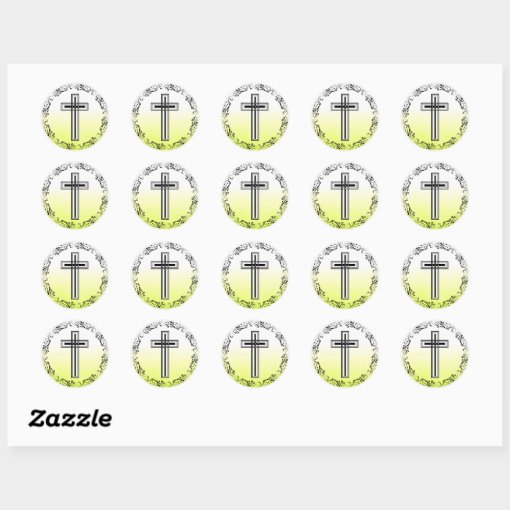 Yellow and Black Cross Religious Stickers | Zazzle