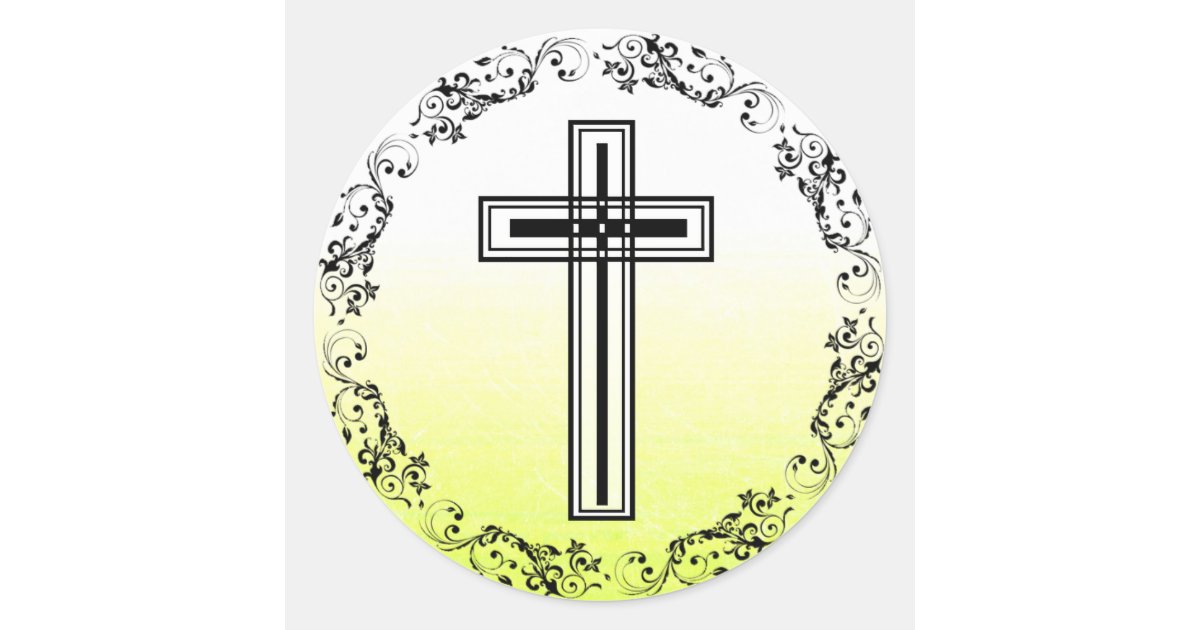 Yellow and Black Cross Religious Stickers | Zazzle