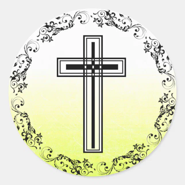 Yellow and Black Cross Religious Stickers | Zazzle