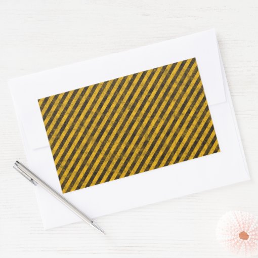 Yellow and Black Hazard Stripes Texture Rectangular Sticker | Zazzle