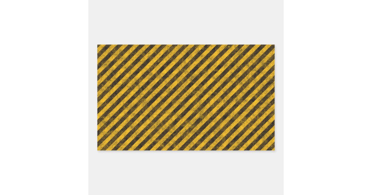 Yellow and Black Hazard Stripes Texture Rectangular Sticker | Zazzle