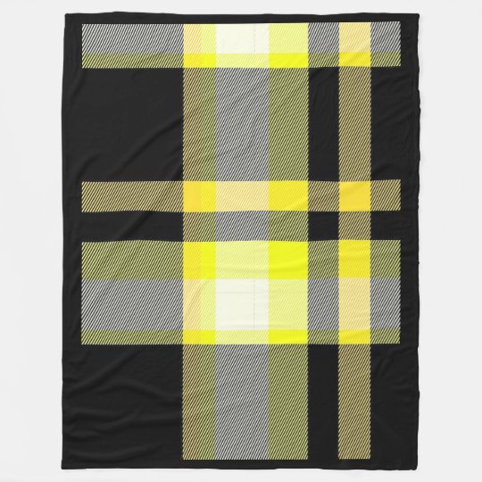 Yellow and Black Plaid Fleece Blanket | Zazzle.com