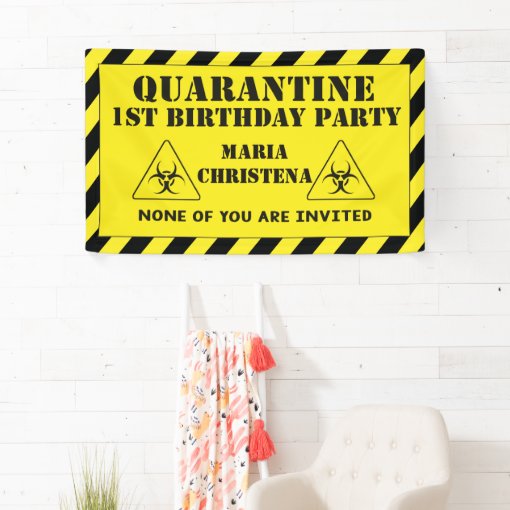 Yellow And Black Quarantine First Birthday Banner | Zazzle