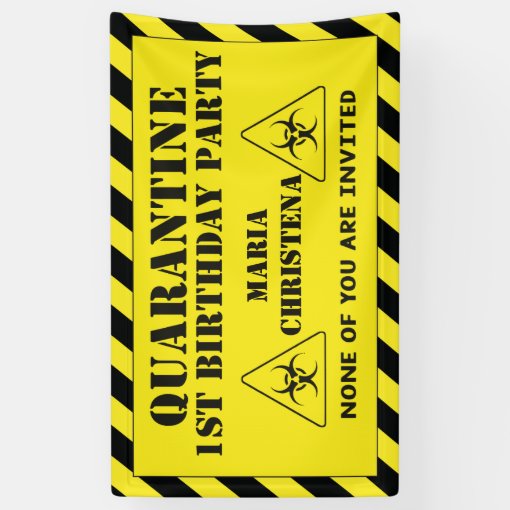 Yellow And Black Quarantine First Birthday Banner | Zazzle