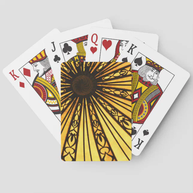 Yellow and Black Radial Classic Playing Cards | Zazzle