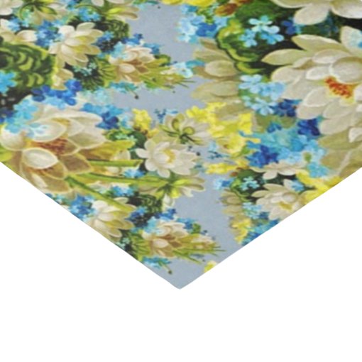 Yellow and Blue Floral Tissue Paper | Zazzle