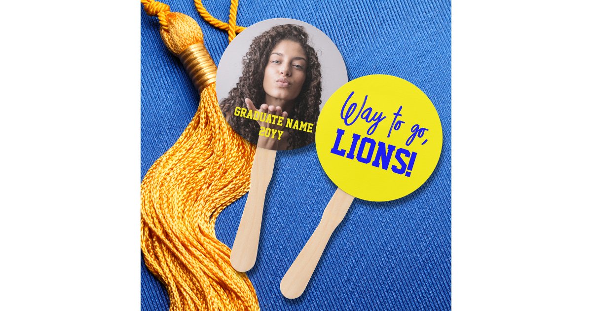 Yellow and Blue Graduation Ceremony Hand Fan | Zazzle