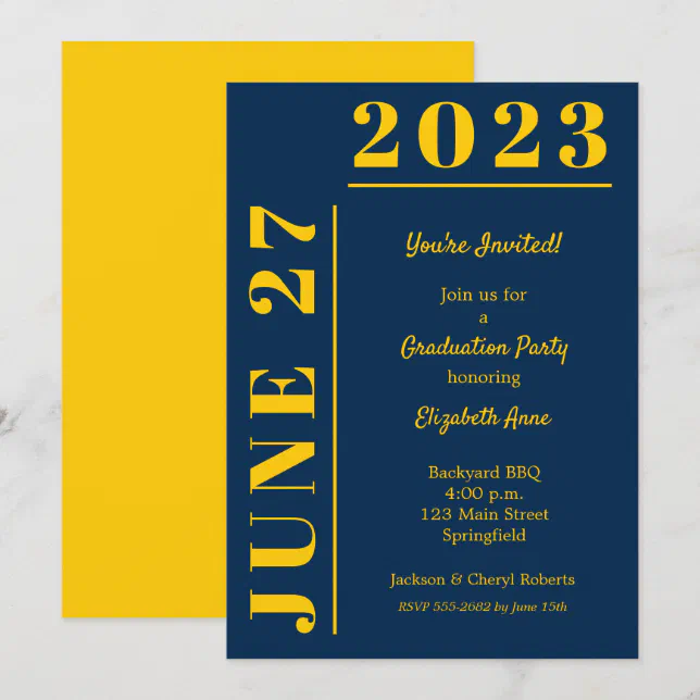 Yellow and Blue Graduation Party Invitation | Zazzle