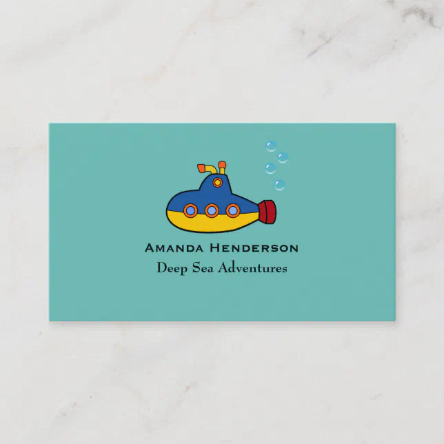 Yellow and Blue Toy Submarine Deep Sea Diving Business Card | Zazzle