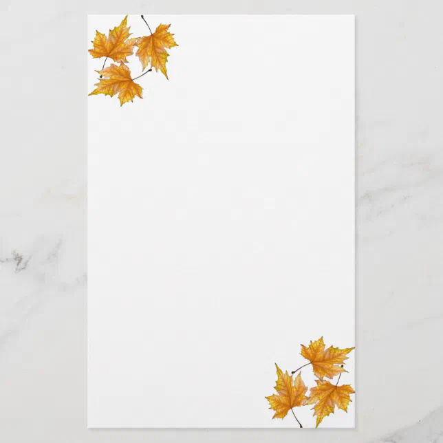 Yellow and gold maple leaves stationery | Zazzle