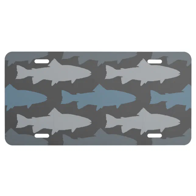 Yellow and Gray Fun Trout Fish Pattern License Plate | Zazzle