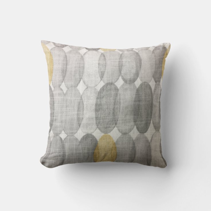 Yellow and Gray Geometric Oval Circle Modern Throw Pillow | Zazzle