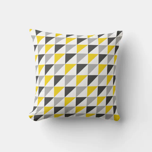 Yellow and Gray Geometric Throw Pillow | Zazzle