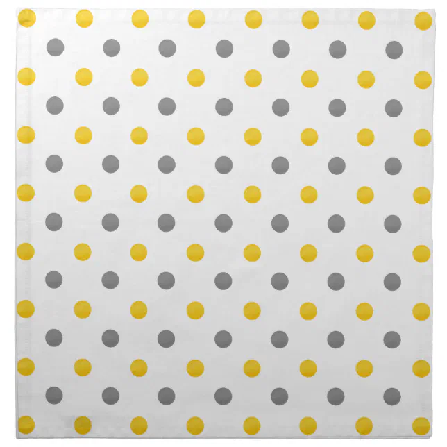 Yellow and Gray Polka Dots Cloth Napkin | Zazzle