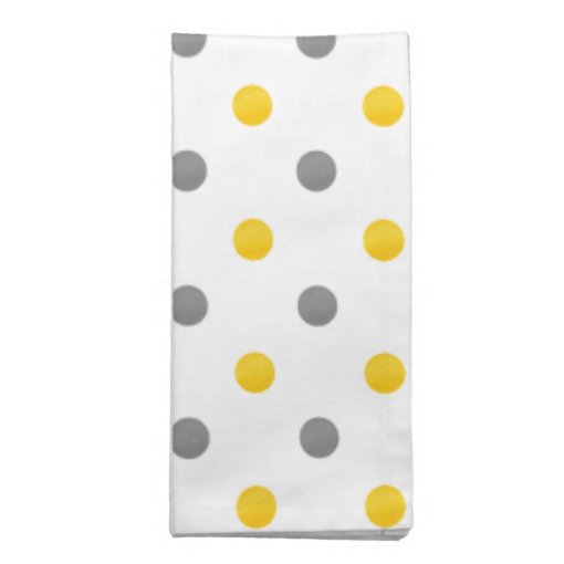 Yellow and Gray Polka Dots Cloth Napkin | Zazzle