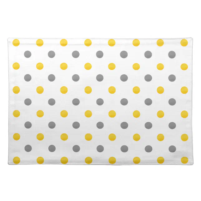 Yellow and Gray Polka Dots Placemat | Zazzle
