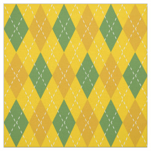 Green and Yellow Argyle Pattern Fabric | Zazzle.com