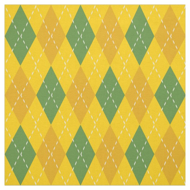 Green and Yellow Argyle Pattern Fabric | Zazzle.com