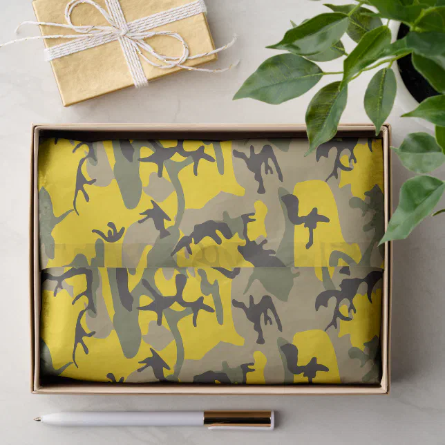 Yellow and Green Camouflage, Military, Army Tissue Paper | Zazzle