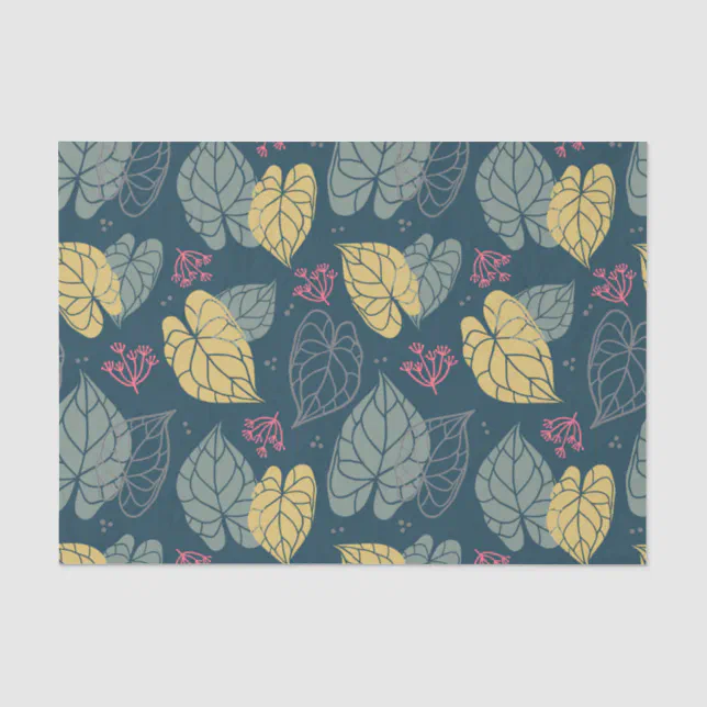 Yellow and green tropical leaves pattern tissue paper | Zazzle