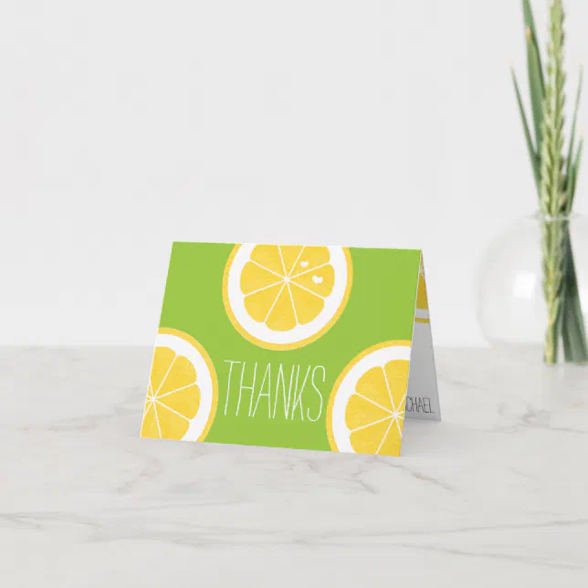 YELLOW AND LIME GREEN LEMON HEART SEED THANK YOU | Zazzle