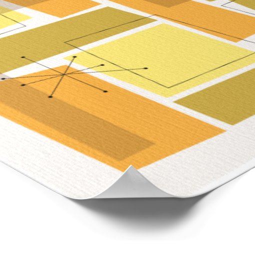 Yellow and Orange Funky Pattern Mid Century Modern Poster | Zazzle