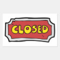 Yellow And Red Closed Sign Rectangular Sticker | Zazzle