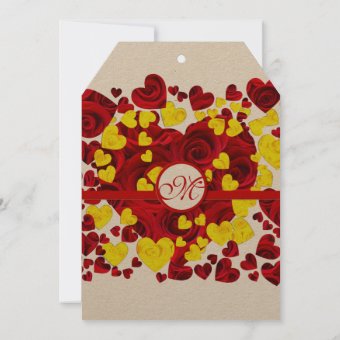 Yellow and Red Heart Roses Wedding Invitation | Zazzle