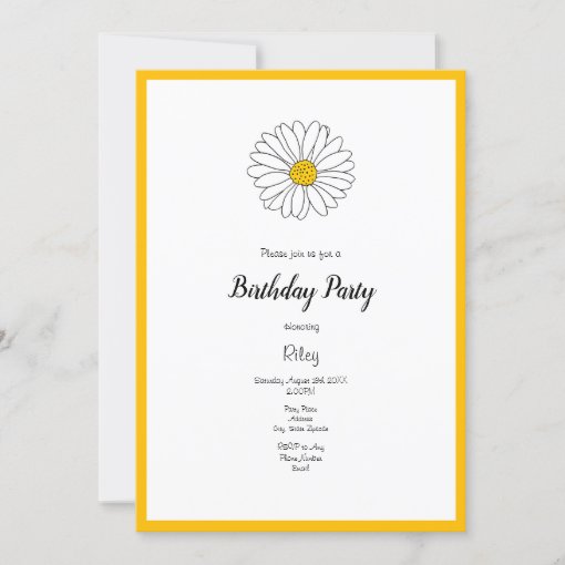 Yellow and White Daisy and Pattern Invitation | Zazzle