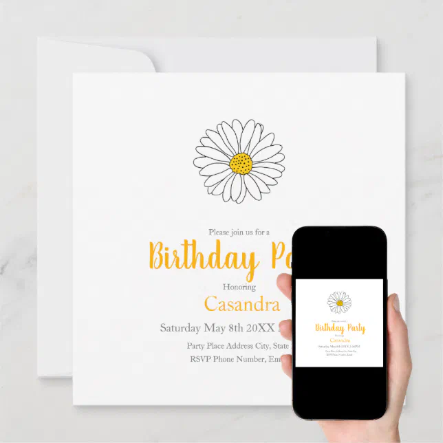 Yellow and White Daisy Invitation | Zazzle