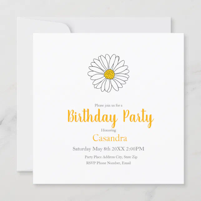 Yellow and White Daisy Invitation | Zazzle