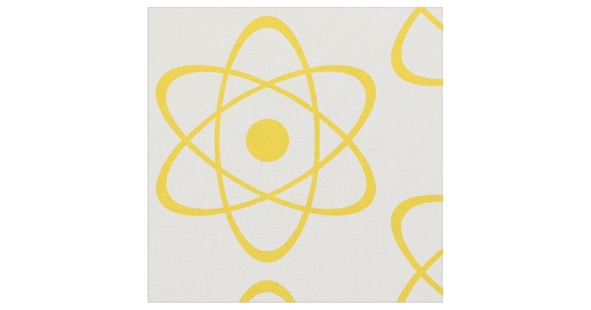 Yellow Atom Symbol Fabric | Zazzle
