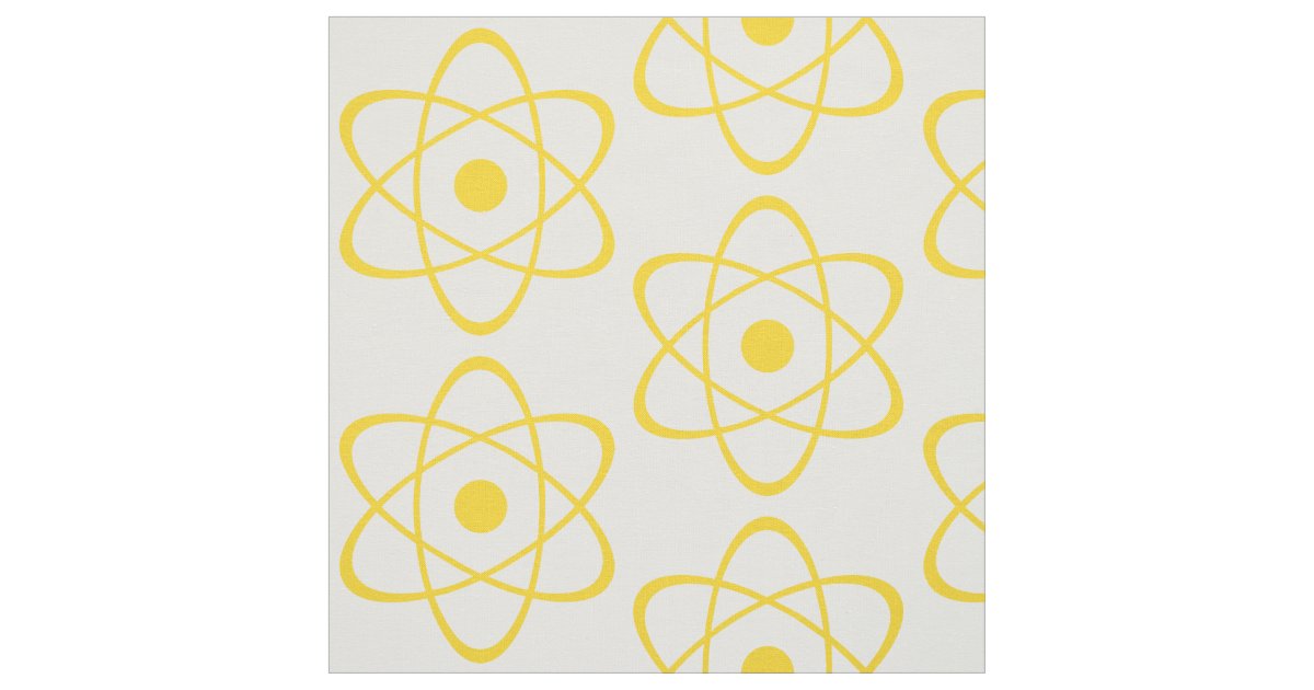 Yellow Atom Symbol Fabric | Zazzle