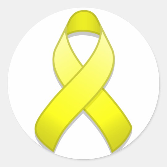 Yellow Awareness Ribbon Round Sticker | Zazzle.com
