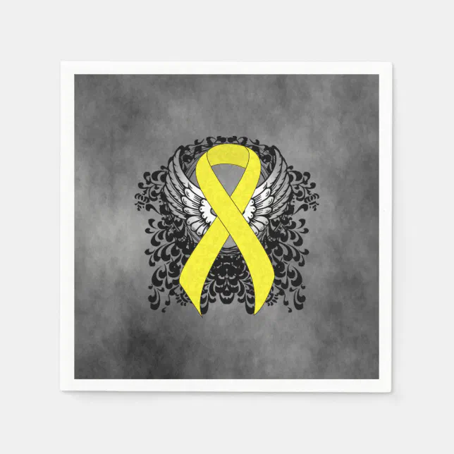 Yellow Awareness Ribbon with Wings Paper Napkins | Zazzle